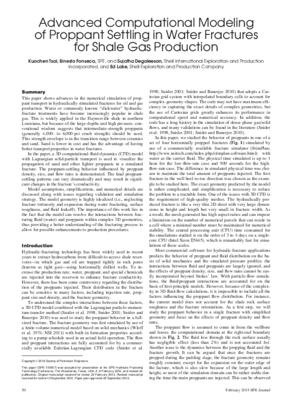 (PDF) Advanced Computational Modeling of Proppant Settling in Water Fractures for Shale Gas ...