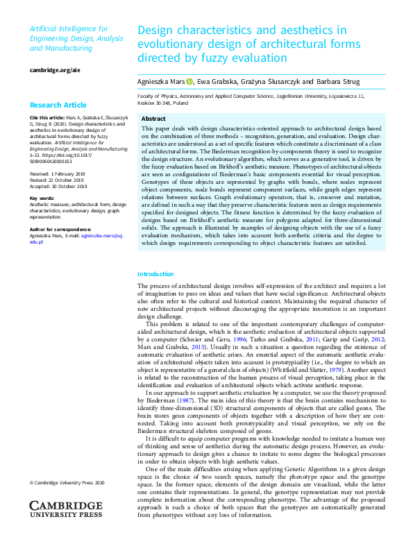(PDF) Design characteristics and aesthetics in evolutionary design of ...