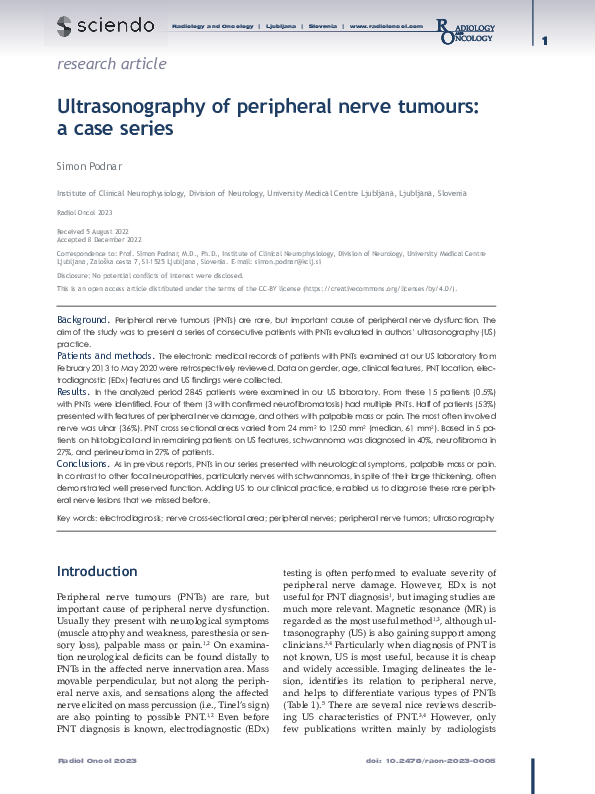 (PDF) Ultrasonography of peripheral nerve tumours: a case series ...