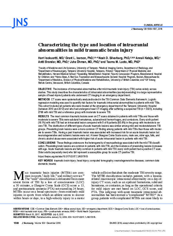 (PDF) Characterizing the type and location of intracranial ...