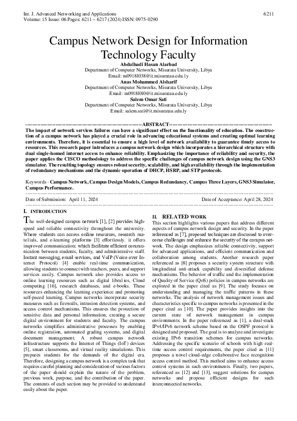 (PDF) Campus Network Design for Information Technology Faculty