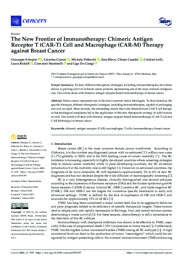 (PDF) The New Frontier of Immunotherapy: Chimeric Antigen Receptor T ...
