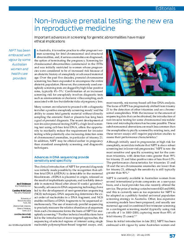 (PDF) Non‐invasive prenatal testing: the new era in reproductive medicine