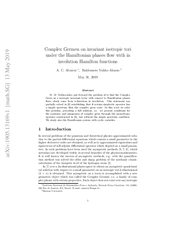 (PDF) Complex Germen on invariant isotropic tori under the Hamiltonian phases flow with in ...