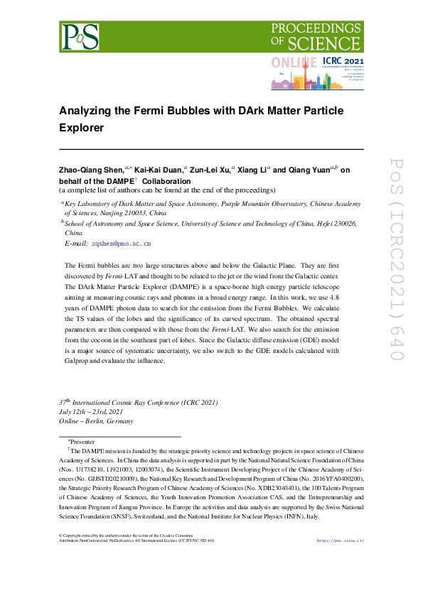 (PDF) Analyzing the Fermi Bubbles with DArk Matter Particle Explorer