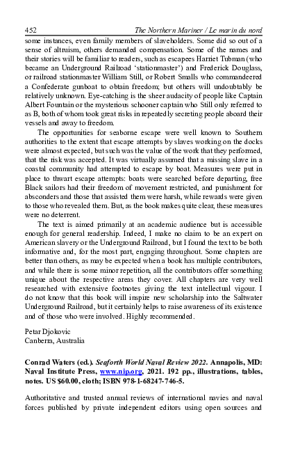 (PDF) Conrad Waters (ed.), Seaforth World Naval Review 2022 by Chris Madsen
