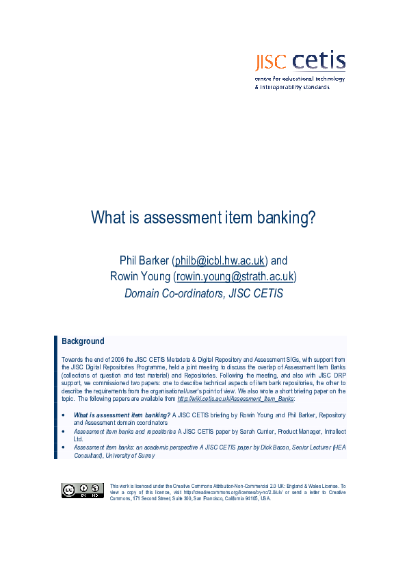 (PDF) What is assessment item banking?