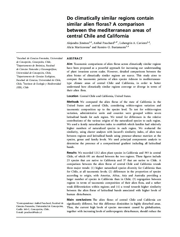 (PDF) Do climatically similar regions contain similar alien floras? A ...