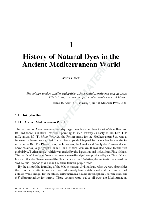 (PDF) 1-History of Natural Dyes in the Ancient Mediterranean World