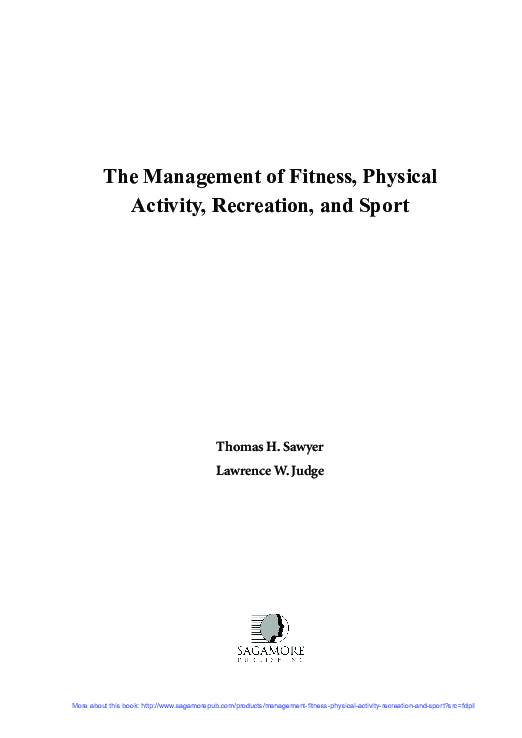 (PDF) The management of fitness, physical activity, recreation, and sport