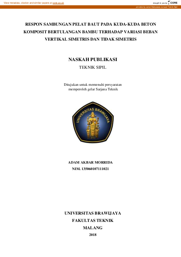 (PDF) Respon Sambungan Pelat Baut Pada Kuda-Kuda Beton Komposit ...