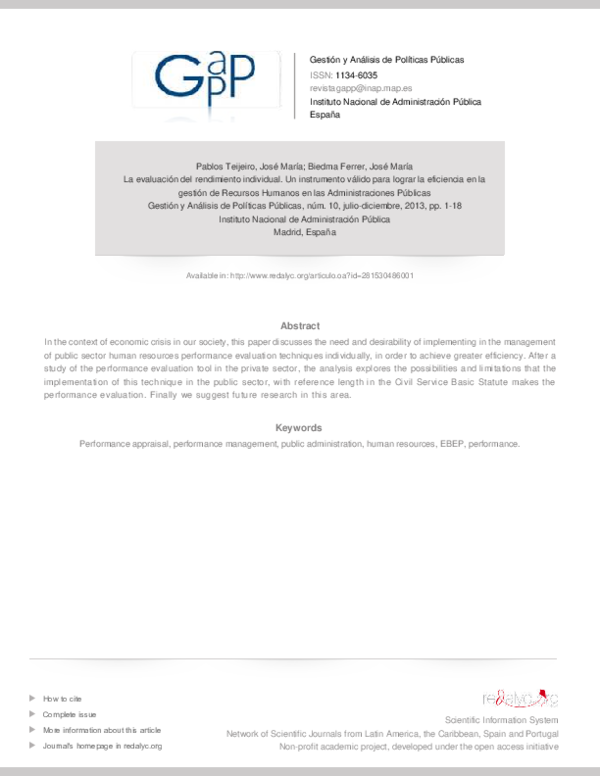 (PDF) La evaluación del rendimiento individual. Un instrumento válido ...