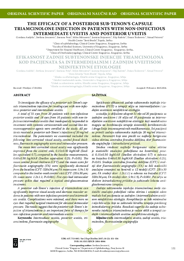 (PDF) The Efficacy of a Posterior sub-Tenon’s Capsule Triamcinolone ...