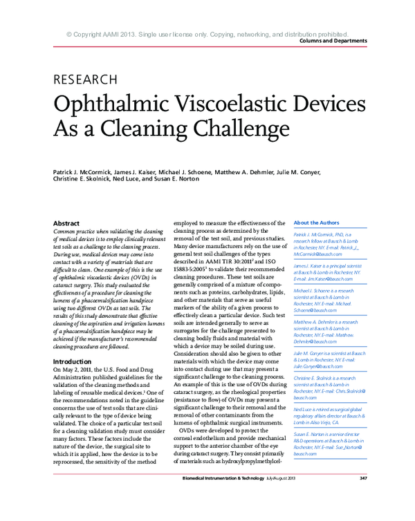 (PDF) Ophthalmic Viscoelastic Devices As a Cleaning Challenge