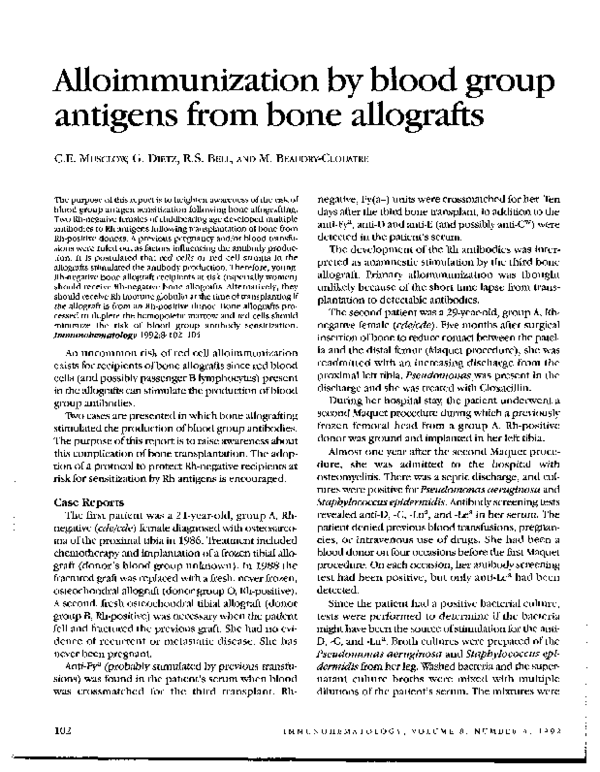 (PDF) Alloimmunization by blood group antigens from bone allografts