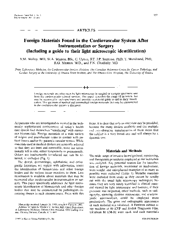 (PDF) Foreign materials found in the cardiovascular system after ...