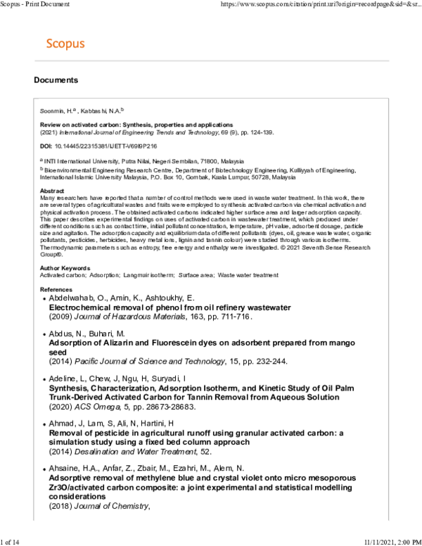 (PDF) Review On Activated Carbon: Synthesis, Properties And Applications