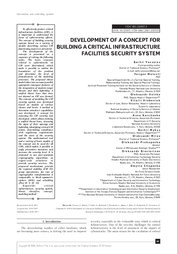 (PDF) Development of a concept for building a critical infrastructure ...