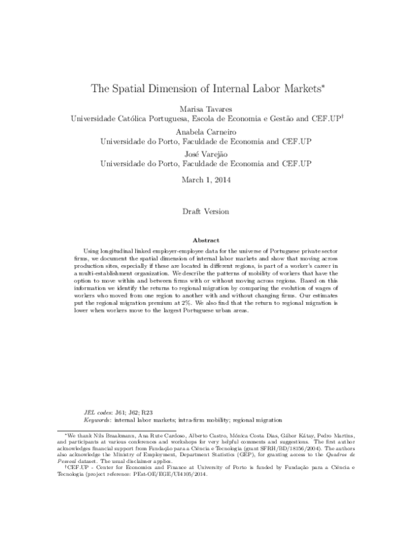 (PDF) The spatial dimension of internal labor markets