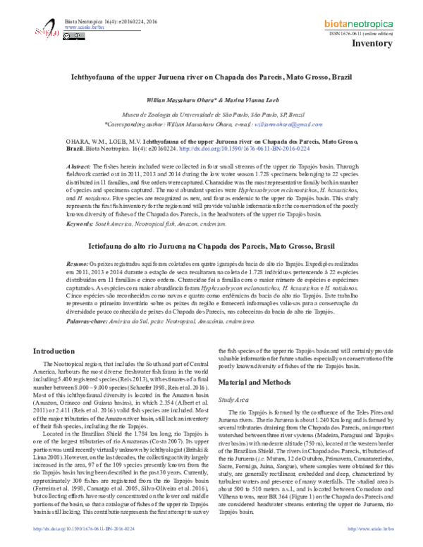 (PDF) Ichthyofauna of the upper Juruena river on Chapada dos Parecis ...