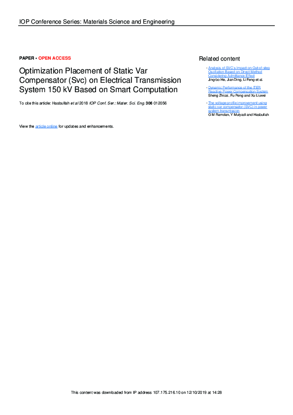 (PDF) Optimization Placement of Static Var Compensator (Svc) on ...