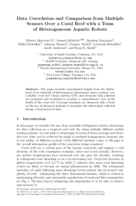 (PDF) Data Correlation and Comparison from Multiple Sensors Over a Coral Reef with a Team of ...
