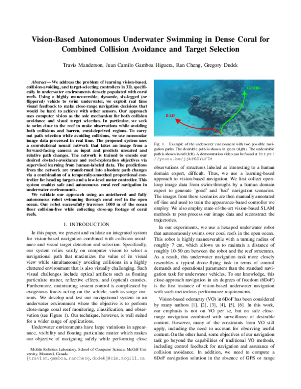 (PDF) Vision-Based Autonomous Underwater Swimming in Dense Coral for Combined Collision ...