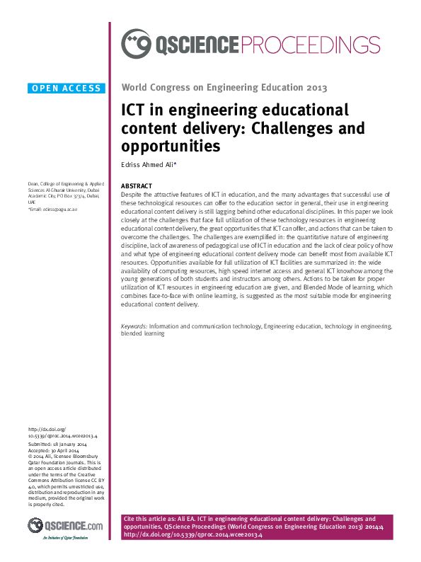 (PDF) ICT in engineering educational content delivery: Challenges and ...