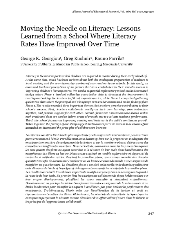 (PDF) Moving the Needle on Literacy: Lessons Learned from a School ...