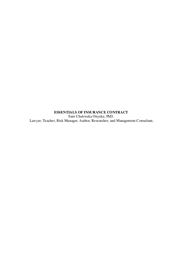(PDF) Essentials of Insurance Contract