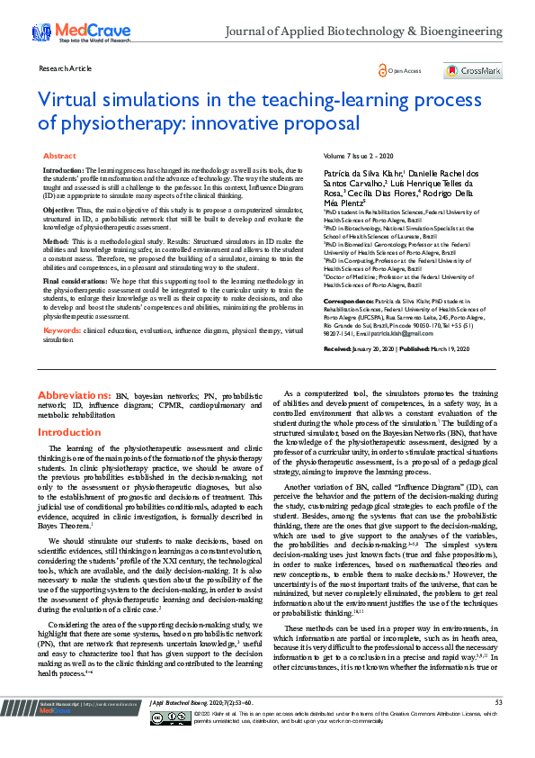 (PDF) Virtual simulations in the teaching-learning process of physiotherapy: innovative proposal