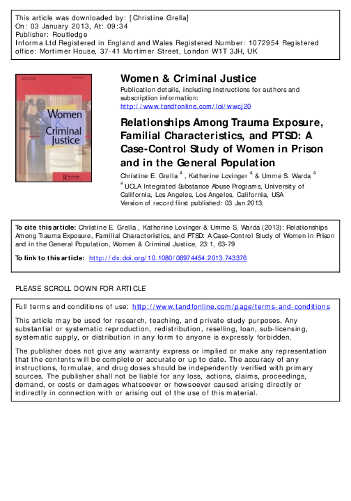 (PDF) Relationships Among Trauma Exposure, Familial Characteristics ...