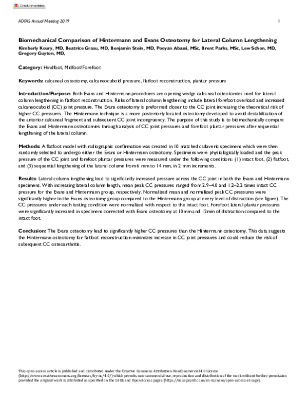 (PDF) Biomechanical Comparison of Hintermann and Evans Osteotomy for ...