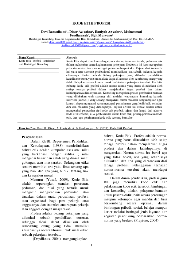 (PDF) KODE ETIK PROFESI