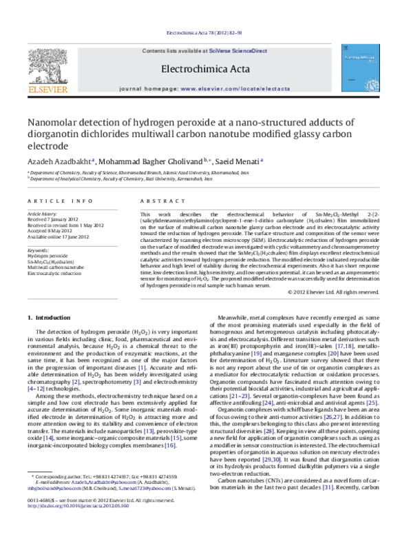 (PDF) Nanomolar detection of hydrogen peroxide at a nano-structured ...