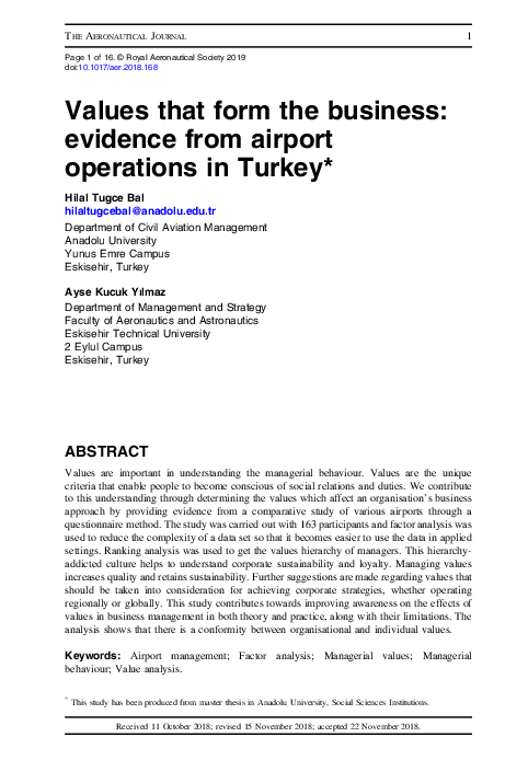 (PDF) Values that form the business: evidence from airport operations ...