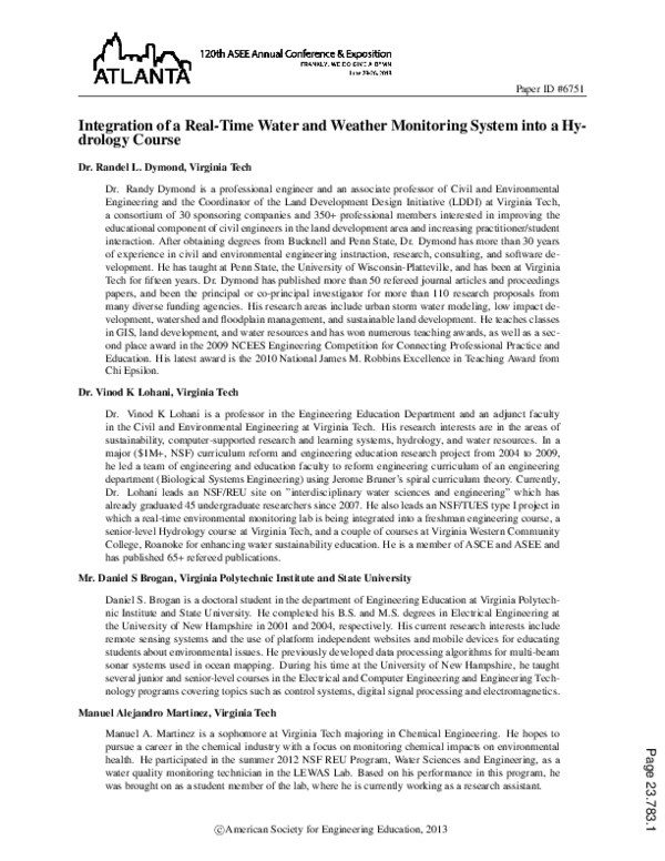 (PDF) Integration of a Real-Time Water and Weather Monitoring System ...