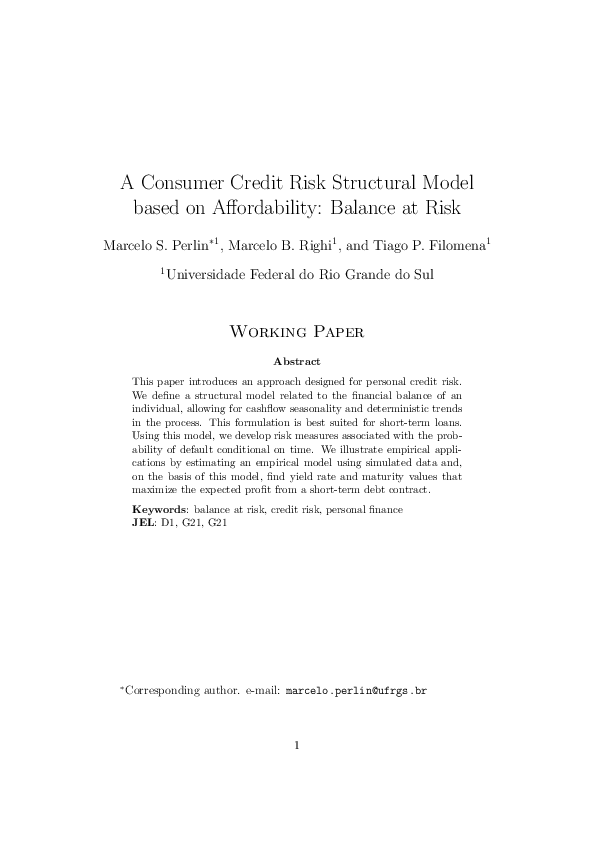 (PDF) A consumer credit risk structural model based on affordability ...