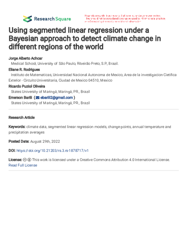 Pdf Using Segmented Linear Regression Under A Bayesian Approach To