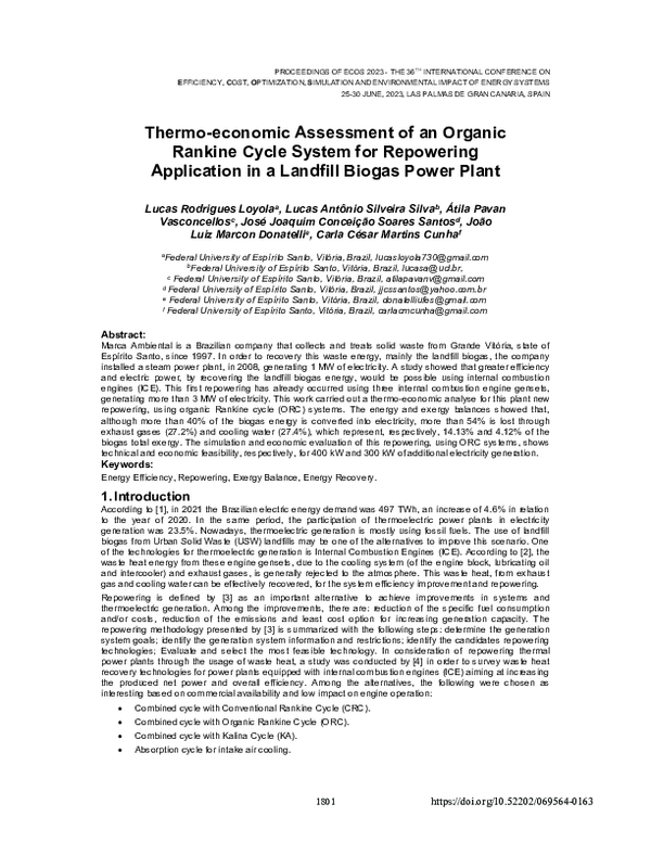 (PDF) Thermo-Economic Assessment of an Organic Rankine Cycle System for ...