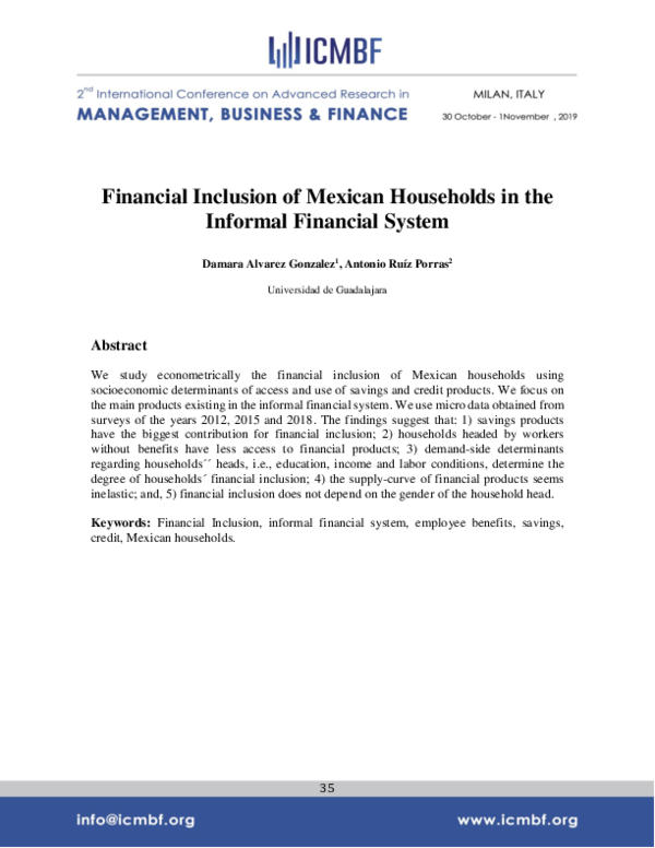 (PDF) Financial Inclusion of Mexican Households in the Informal ...
