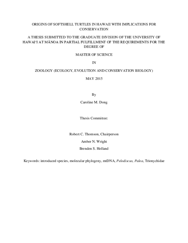 (PDF) Origins of softshell turtles in Hawaii with implications for ...
