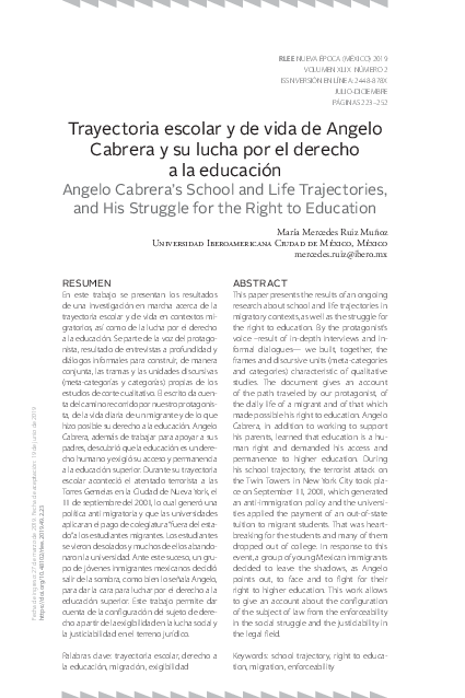 (PDF) Trayectoria escolar y de vida de Angelo Cabrera y su lucha por el ...