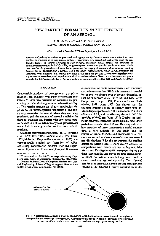 (PDF) New particle formation in the presence of an aerosol