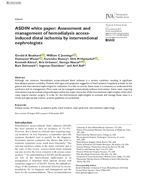 (PDF) ASDIN white paper: Assessment and management of hemodialysis ...