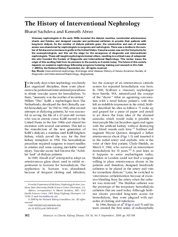 (PDF) The History of Interventional Nephrology