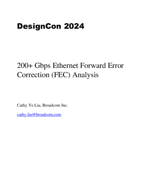 Pdf 200 Gbps Ethernet Forward Error Correction Fec Analysis