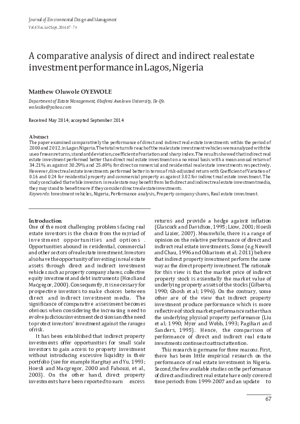 (PDF) A comparative analysis of direct and indirect real estate ...