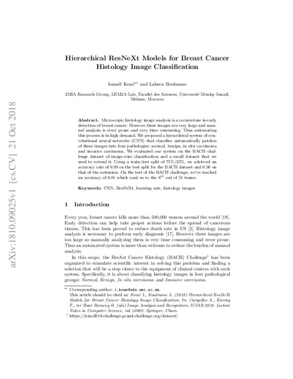 (PDF) Hierarchical ResNeXt Models for Breast Cancer Histology Image ...
