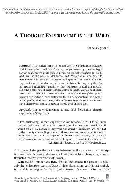 (PDF) A Thought Experiment in the Wild